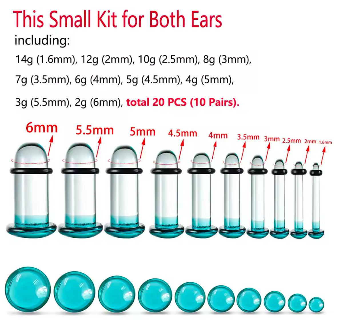 Glass Dead Stretching Kit | Single Flare Plugs Set | Half Sizes ...
