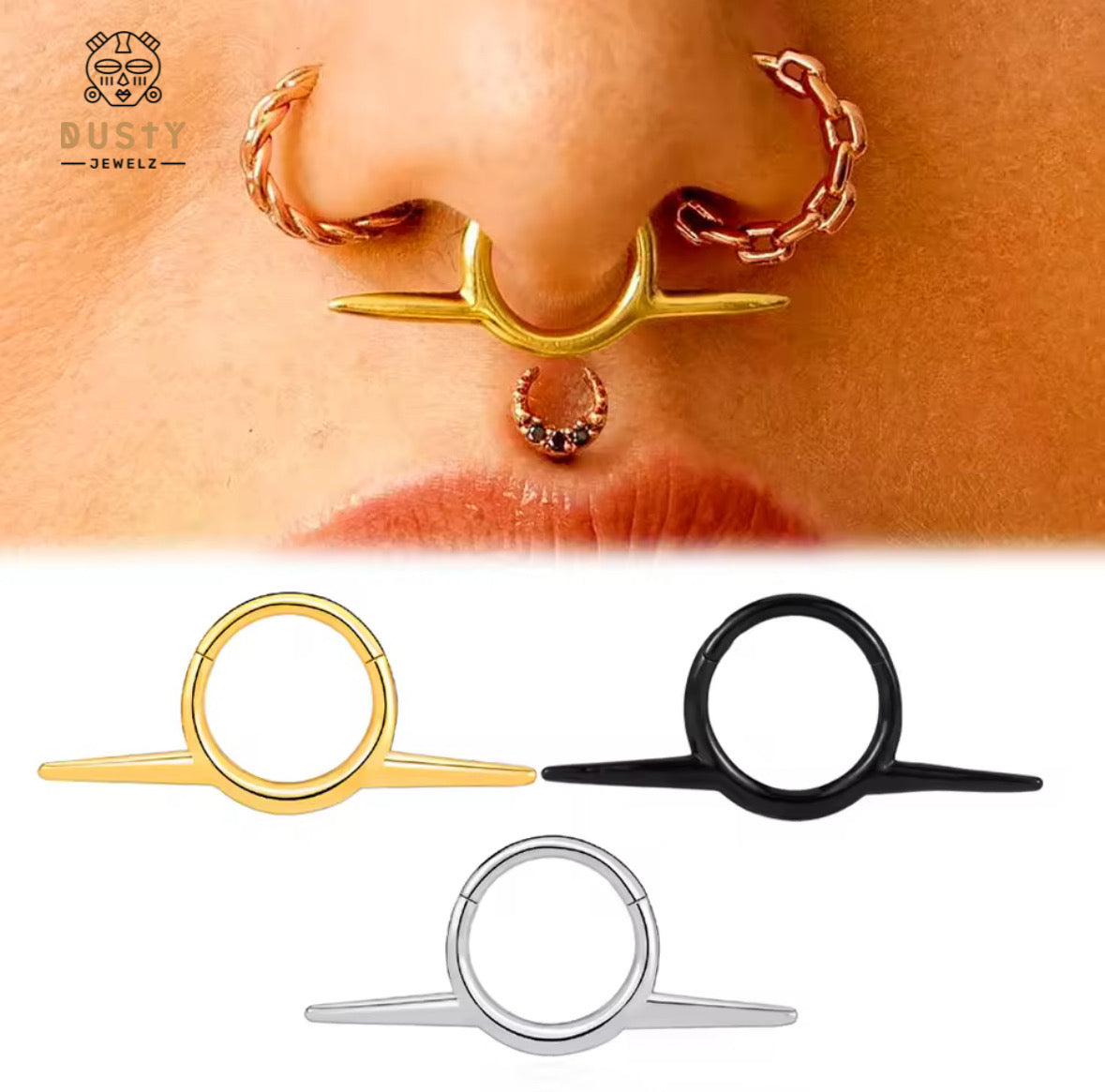 Tusk Spike Hinged Septum Ring Clicker G23 – DustyJewelz
