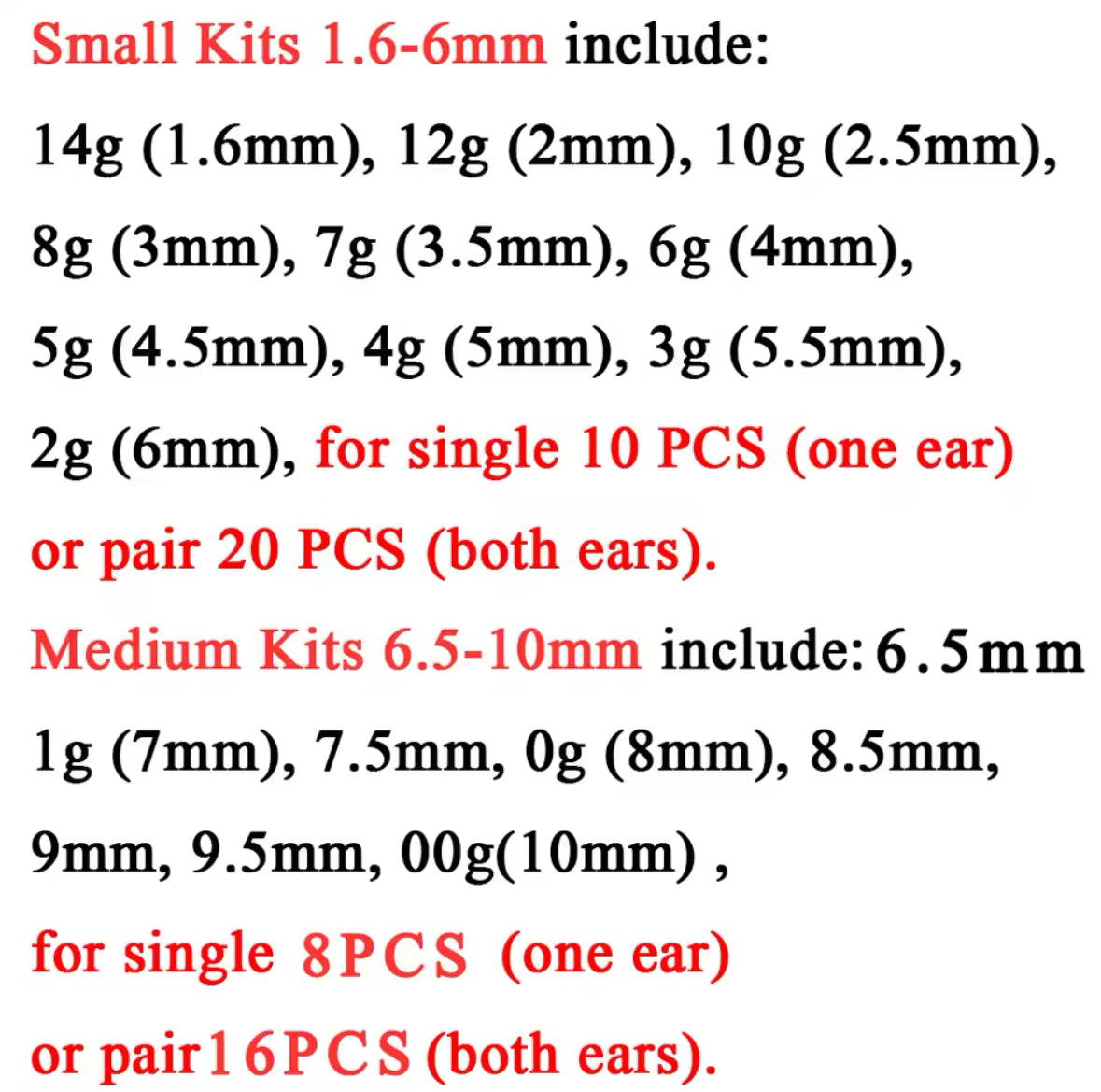 Glass Dead Stretching Kit | Single Flare Plugs Set | Half Sizes ...