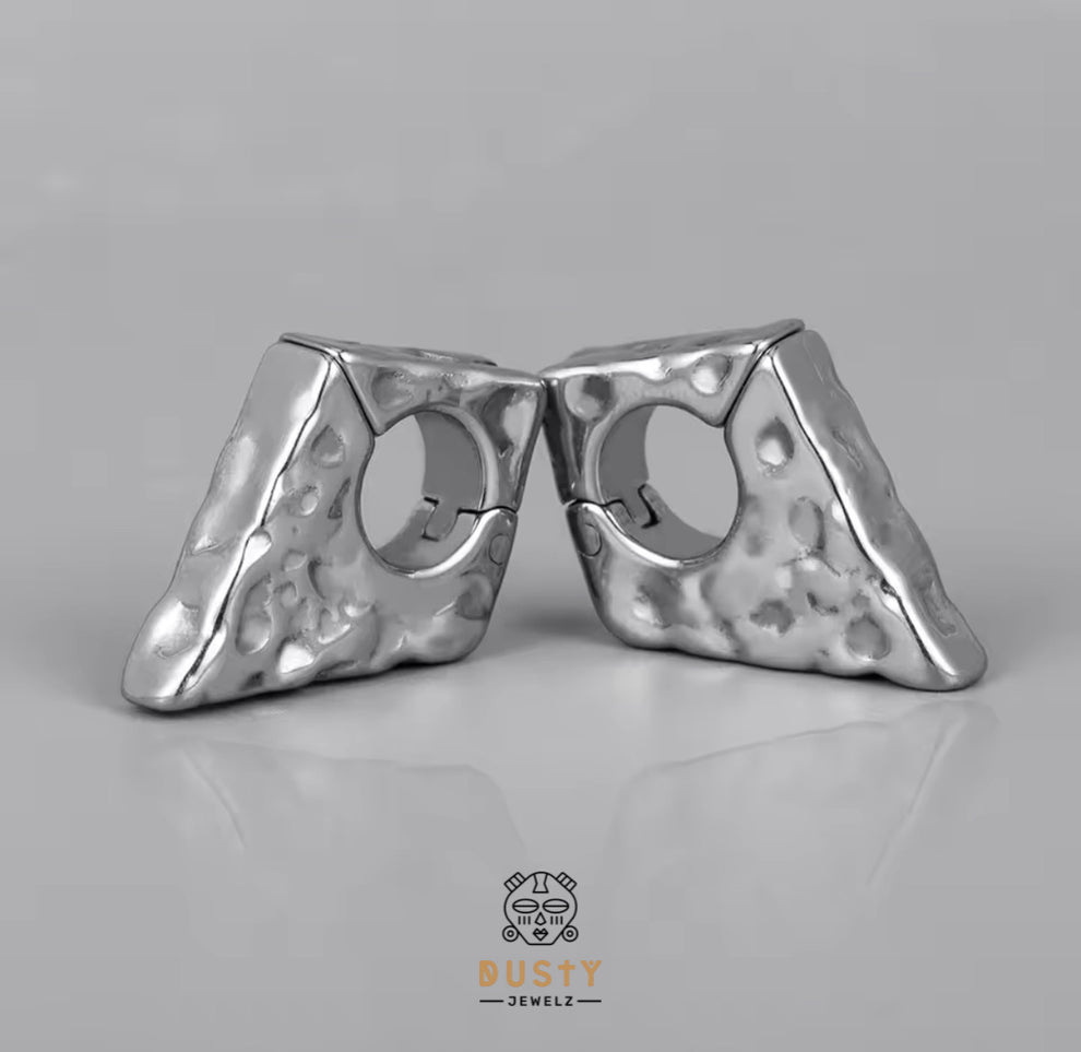 Hammered Triangle Ear Weights | Magnetic Lobe Hangers – DustyJewelz
