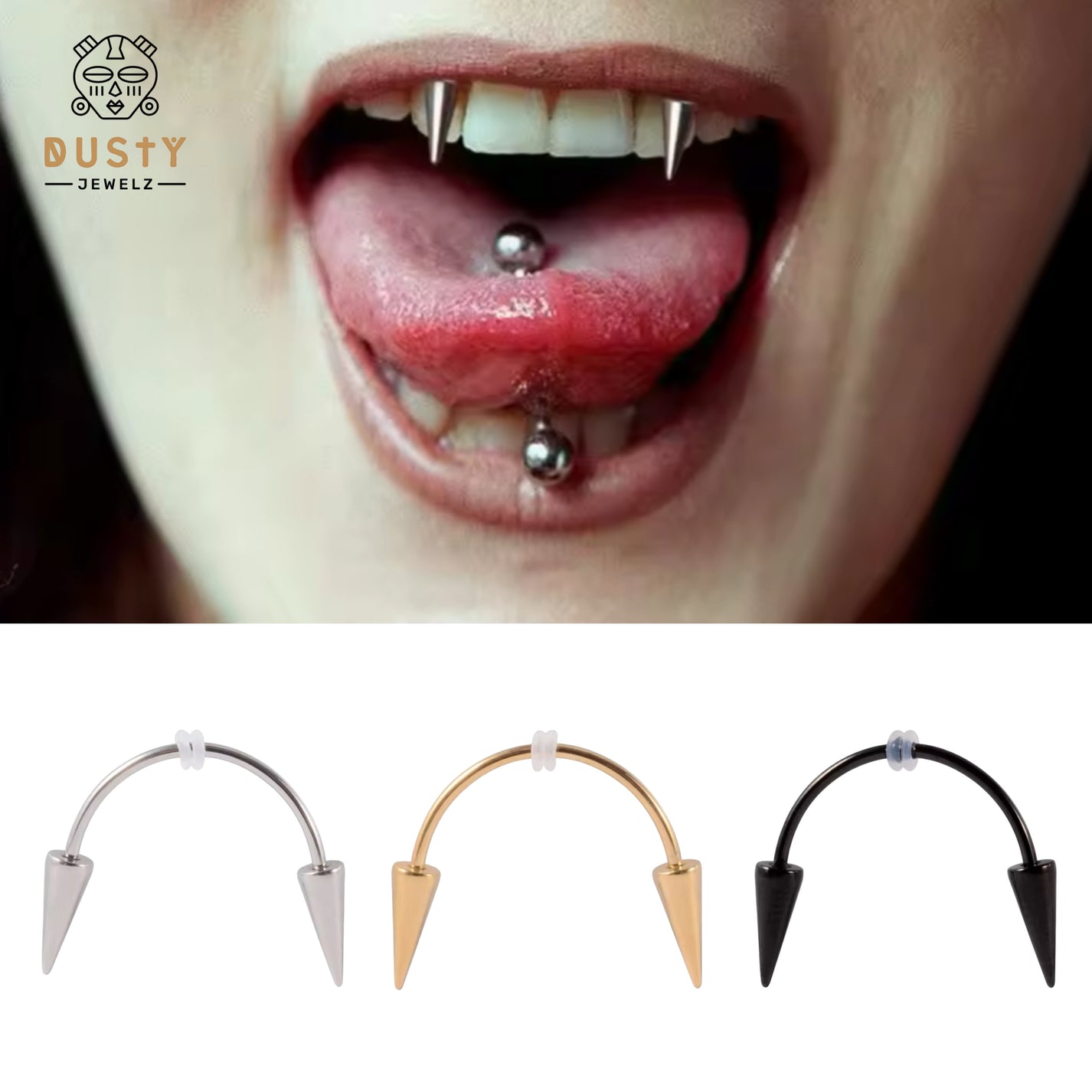 Vampire Fangs | Dracula Smiley Teeth Frenulum Lip Piercing – DustyJewelz