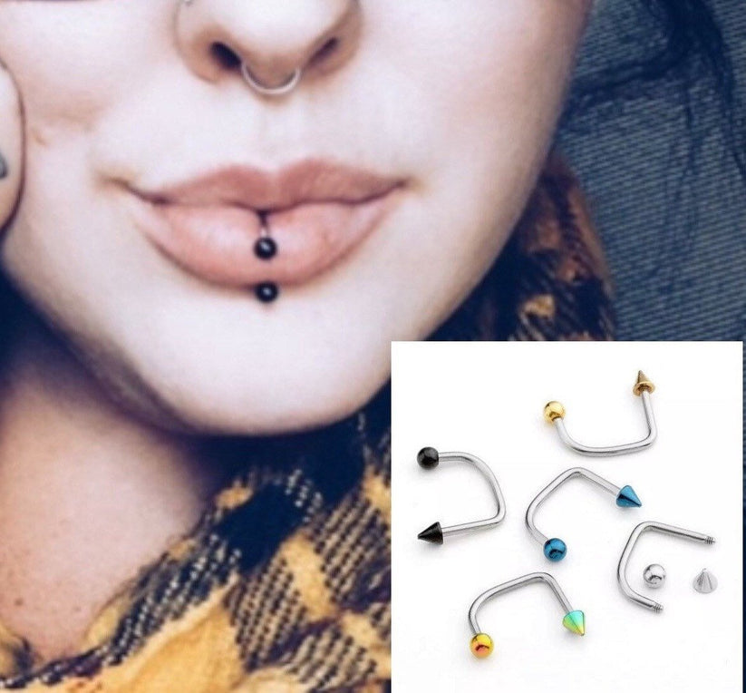 Spike Lippy Loop Labret Ring | Lip Hugger U - Shaped Horseshoe ...