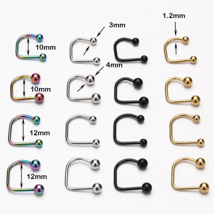 Spike Lippy Loop Labret Ring | Lip Hugger U - Shaped Horseshoe ...
